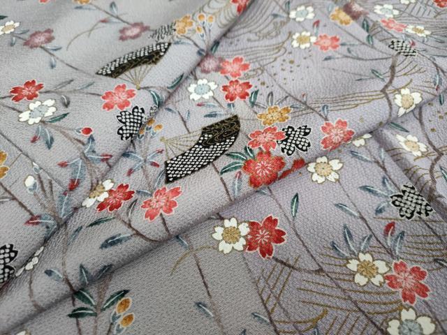 平和屋着物●上質な小紋　立波草花文　金彩　正絹　逸品　未使用　DAAV4991ud