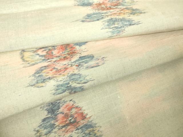 平和屋着物▽上質な紬　単衣　舞花文　正絹　逸品　DAAV5031az