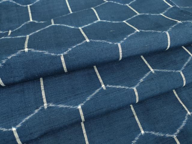 平和屋着物▽上質な紬　単衣　亀甲柄　正絹　逸品　DAAV5052az