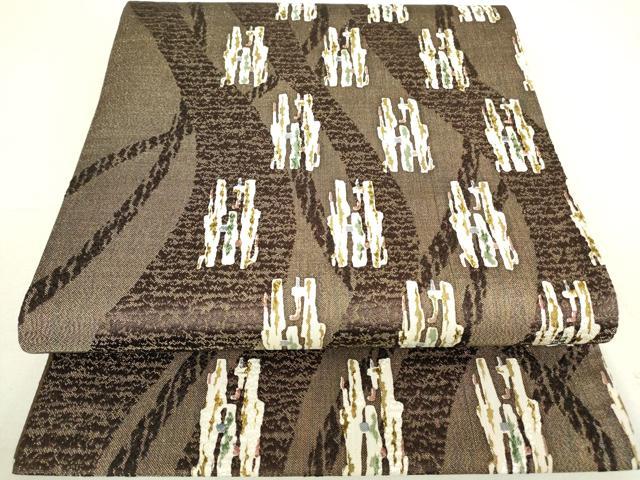 平和屋着物●二代目 川村久太郎　全通柄袋帯　紬地　愛染　抽象柄　金糸　正絹　逸品　DAAV5168az