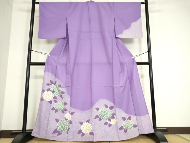 平和屋着物▽訪問着　単衣　草花文　金彩　洗える着物　DAAV5171az