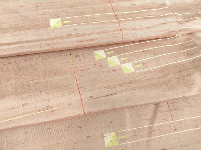 平和屋着物▽上質な紬　単衣　刺し子　絣横段文　正絹　逸品　DAAV5175az