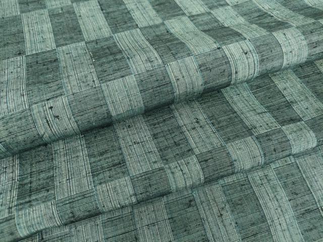 平和屋着物▽上質な紬　単衣　市松文　正絹　逸品　DAAV5187az