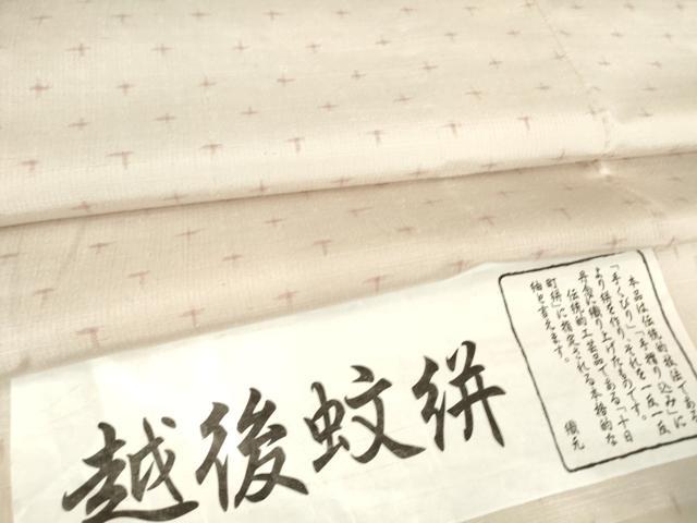 平和屋着物▽上質な紬　単衣　越後蚊絣　証紙付き　正絹　逸品　DAAV5192az