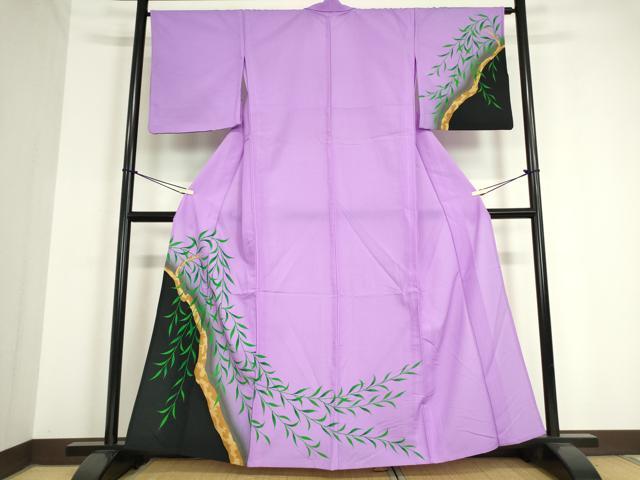 平和屋着物▽訪問着　単衣　枝葉文　洗える着物　DAAV5195az