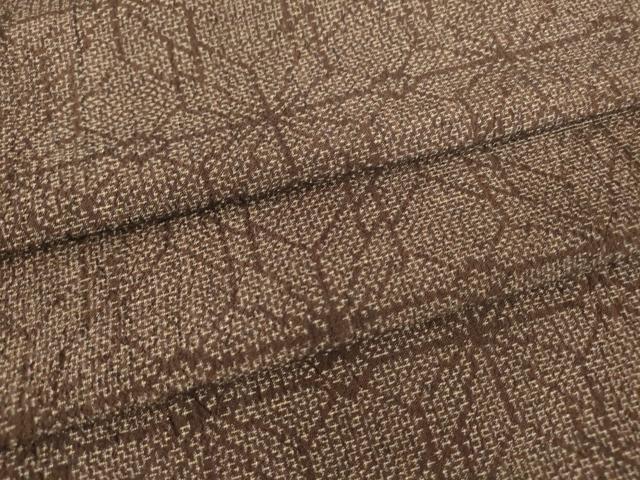 平和屋着物▽結城ちぢみ　単衣　麻の葉文　正絹　逸品　DAAV5211az