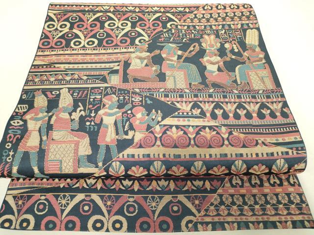 平和屋着物●六通柄　本袋帯　壁画人物文　正絹　逸品　DAAV5295az