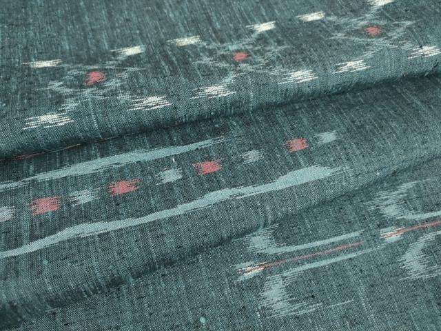 平和屋着物▽上質な紬　単衣　横段絣文　正絹　逸品　DAAV5322az