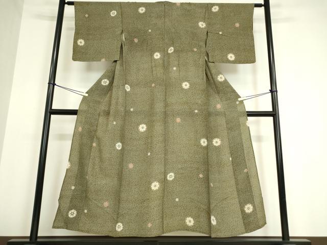 平和屋着物▽上質な小紋 単衣 舞花文 正絹 逸品 DAAV5327az 平和屋