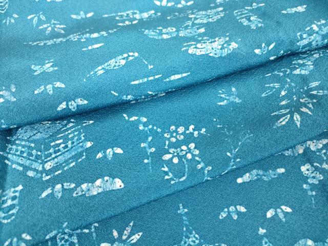 平和屋着物▽上質な小紋　単衣　一珍染　風景文　正絹　逸品　DAAV5336az