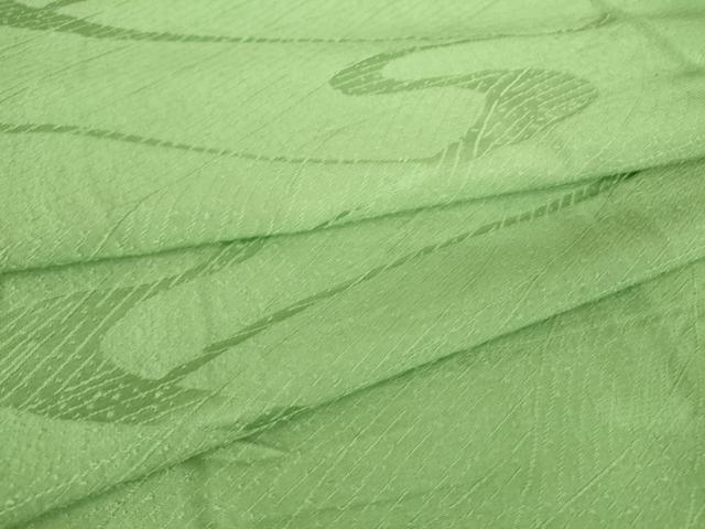 平和屋着物▽上質な色無地　単衣　流水地紋　柳染色　正絹　逸品　DAAV5347az