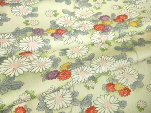 平和屋着物▽上質な小紋　単衣　菊　正絹　逸品　未使用　DAAV5349az