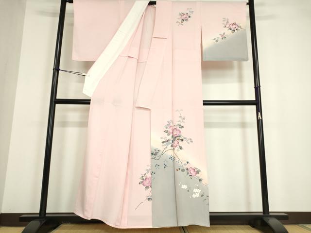 平和屋着物○訪問着 友禅 女人花文 暈し染め 反端付き