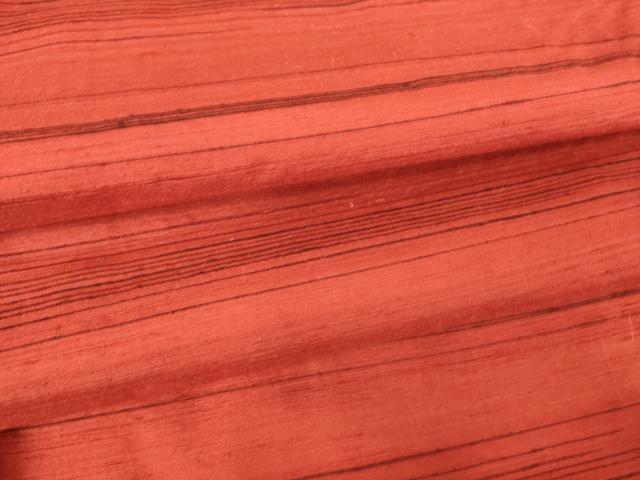 平和屋着物▽上質な紬　単衣　横段文　正絹　逸品　DAAV5368az