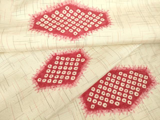 平和屋着物▽上質な紬　単衣　絞り　亀甲絣文　正絹　逸品　DAAV5370az