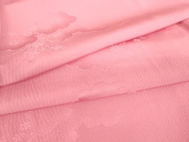 平和屋着物▽上質な色無地　単衣　雲取花地紋　牡丹色　正絹　逸品　未使用　DAAV5371az