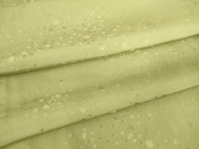 平和屋着物▽上質な色無地　単衣　箔散らし地紋　山葵色　正絹　逸品　DAAV5372az