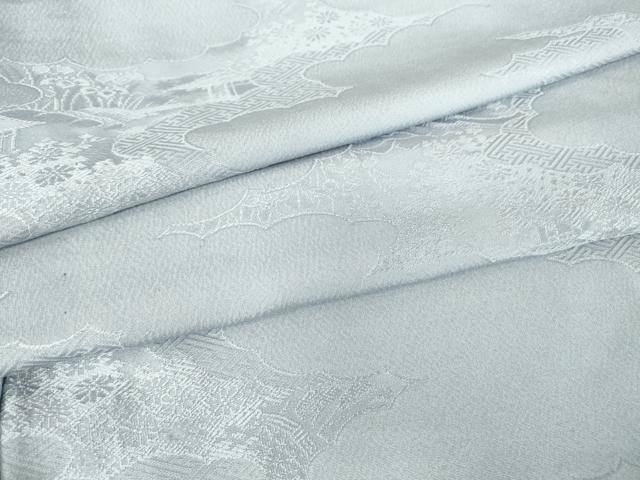 平和屋着物▽上質な色無地　単衣　霞風景地紋　淡藤色　正絹　逸品　DAAV5387az