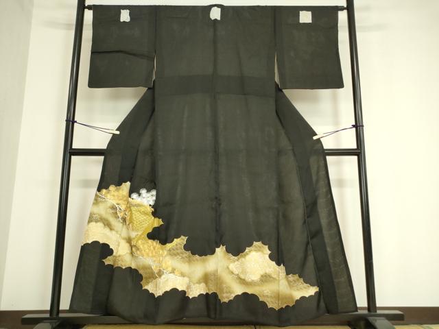 平和屋着物＊夏物　黒留袖　駒刺繍　松文　絽　金銀糸　正絹　逸品　DAAV5405az