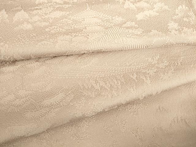 平和屋着物▽上質な色無地　単衣　風景地紋　薄柿色　正絹　逸品　DAAV5406az