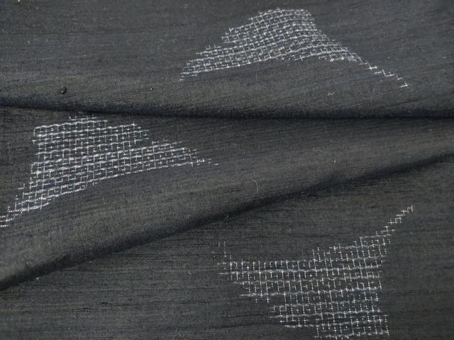 平和屋着物▽結城紬　単衣　銀杏　飛び亀甲柄　80亀甲　正絹　逸品　DAAV5416az