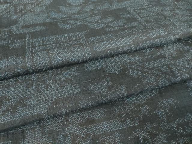 平和屋着物▽本場結城紬　重要無形文化財　単衣　風景文　100亀甲　正絹　逸品　DAAV5418az