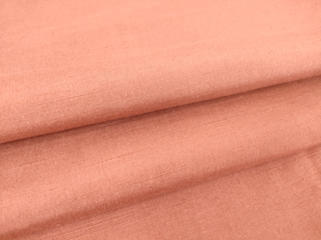 平和屋着物▽結城紬　単衣　真赭色　正絹　逸品　DAAV5542az