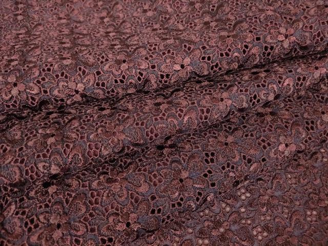 平和屋着物＊夏物　小紋　総レース　花繋ぎ　黒鳶色　逸品　DAAV5562az