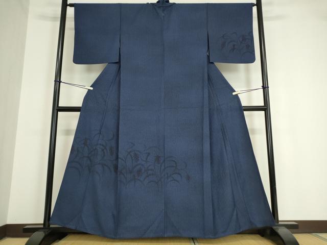 平和屋着物▽訪問着　単衣　草花文　銀通し地　正絹　逸品　DAAV5574az