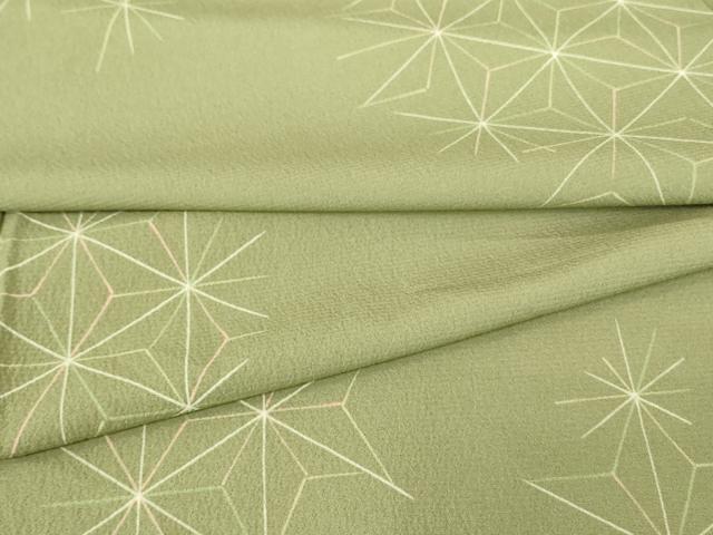 平和屋着物▽小紋　単衣　麻の葉文　洗える着物　DAAV5600az