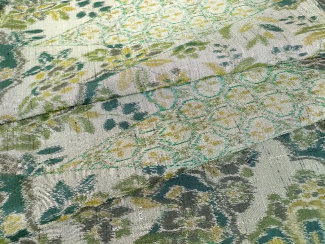 平和屋着物▽上質な紬　単衣　花切嵌め文様　正絹　逸品　DAAV5640az