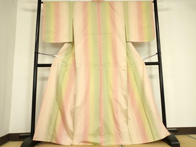 平和屋着物▽上質な紬 　単衣　縞 　正絹　逸品　未使用　DAAV5747az 平和屋着物▽上質な紬 単衣 縞 正絹 逸品 未使用 DAAV5747az