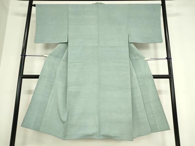 平和屋着物▽男性　色無地　単衣　お召縮緬　水浅葱色　正絹　逸品　DAAV5907az