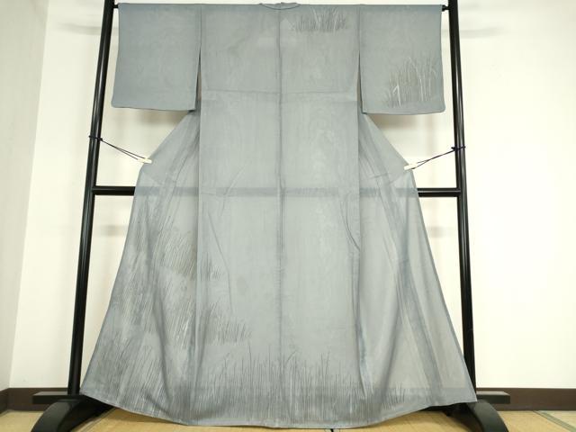 平和屋着物▽訪問着　無双　紗袷　紗×絽　草花文　銀彩　正絹　逸品　DAAV5921az