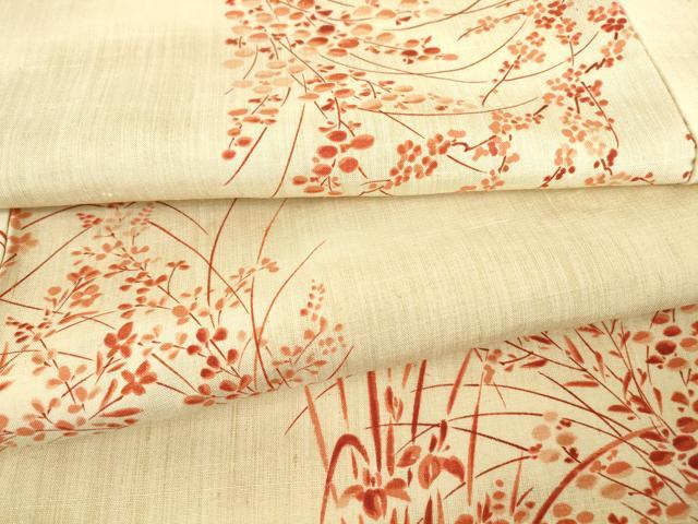 平和屋着物▽上質な小紋　単衣　紬地　市松花文　正絹　逸品　未使用　DAAV5937az