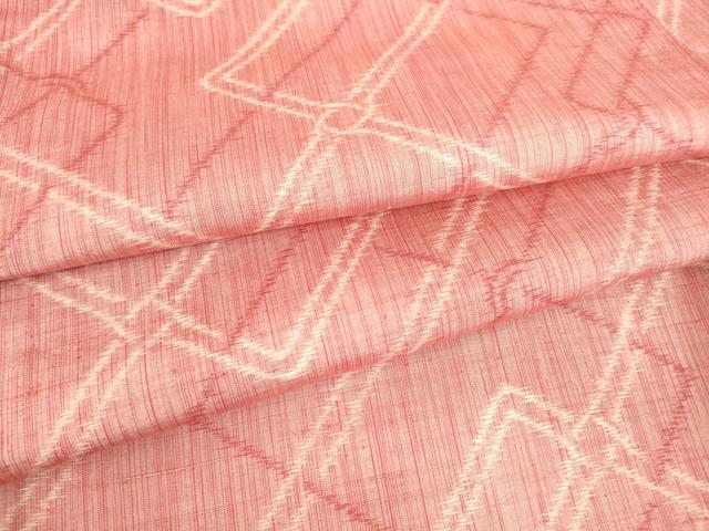 平和屋着物▽上質な紬　単衣　変わり格子　正絹　逸品　DAAV5943az