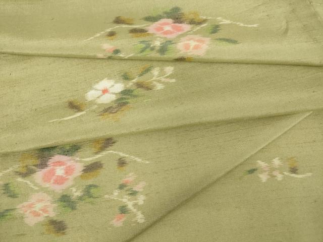 平和屋着物▽上質な紬　単衣　舞花文　正絹　逸品　DAAV5945az