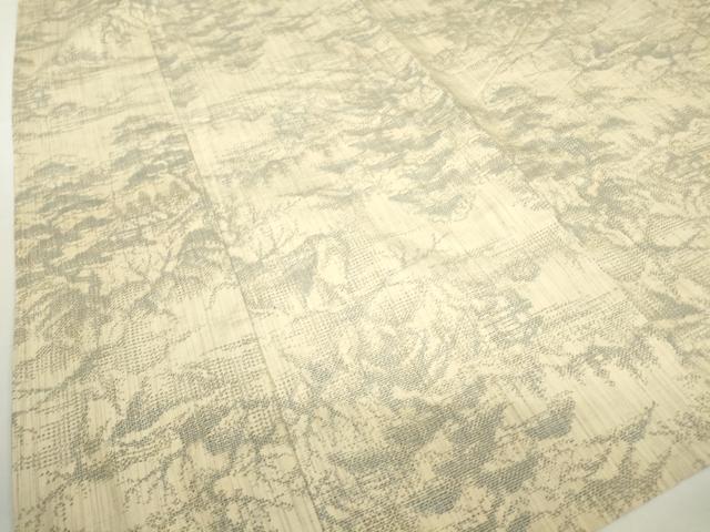 平和屋着物▽上質な紬　単衣　風景松文　正絹　逸品　DAAV5999az