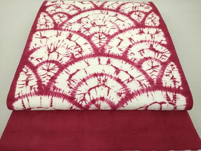 平和屋着物●全通柄袋帯　紬地　総絞り　青海波　正絹　逸品　未使用　DAAV6010ps