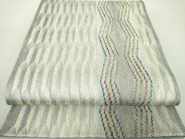平和屋着物●全通柄袋帯　変わり間道　金糸　正絹　逸品　DAAV6014ps