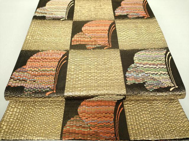 平和屋着物●西陣河村織物謹製・手織り　六通柄袋帯　手おり　舞蝶　金糸　正絹　逸品　DAAV6025ps