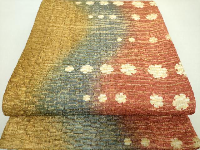 平和屋着物●六通柄袋帯　雪輪文　金糸　やまと誂製　正絹　逸品　DAAV6042ps