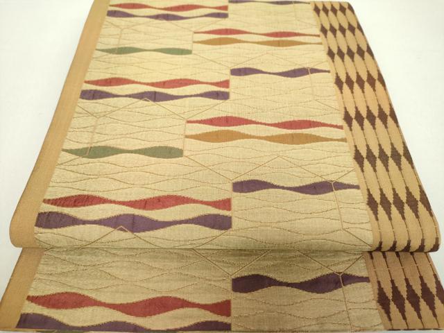 平和屋着物●西陣　山一織物謹製　六通柄袋帯　毘沙門亀甲　間道　証紙付き　正絹　逸品　未使用　DAAV6044ps