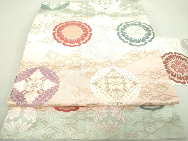 平和屋着物●九寸名古屋帯　唐織　花丸文　金糸　正絹　逸品　DAAV6075ps