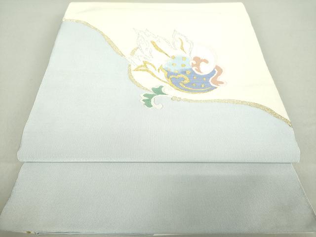 平和屋着物●爪掻き本綴れ　八寸名古屋帯　花唐草文　金銀糸　正絹　逸品　DAAV6112ps