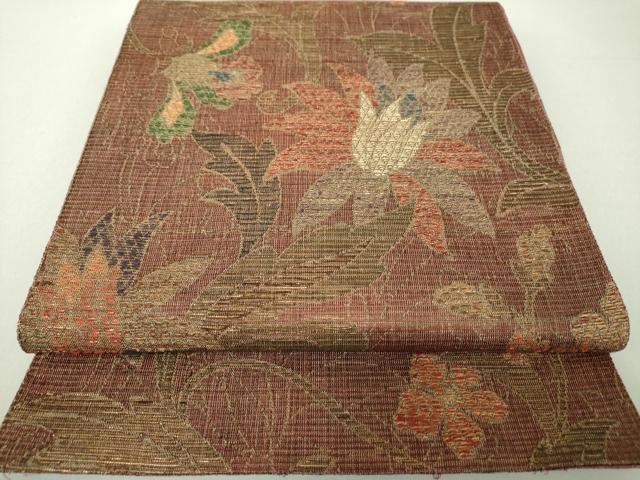 平和屋着物●六通柄袋帯　宝彩装　更紗花文　金糸　正絹　逸品　DAAV6117ps