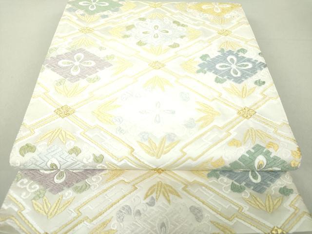 平和屋着物●六通柄袋帯　唐織　花菱文　金糸　正絹　逸品　DAAV6121ps