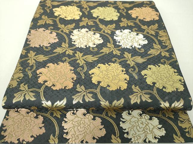 平和屋着物●西陣織　陰山織物謹製　箔屋清兵衛　六通柄袋帯　草木染　牡丹唐草　金糸　正絹　逸品　DAAV6133ps