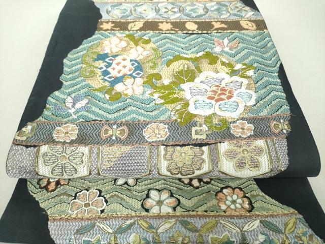 平和屋着物●六通柄袋帯　唐織　道長横花文　金糸　正絹　逸品　DAAV6152ps