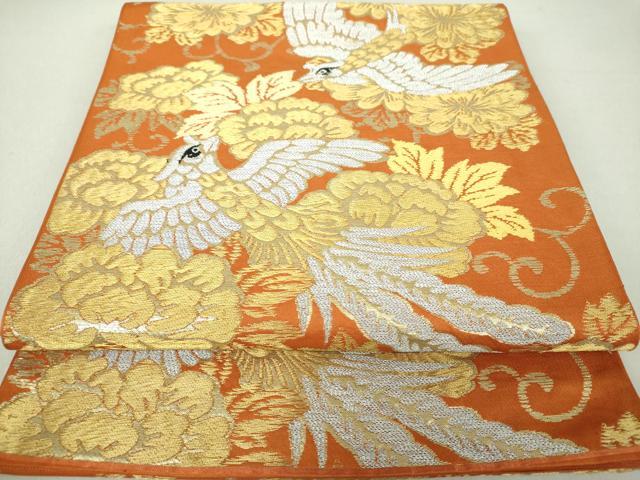平和屋着物●アンティーク　大正ロマン　太鼓柄　本袋帯　牡丹唐草鳳凰　金銀糸　正絹　逸品　DAAV6237ps